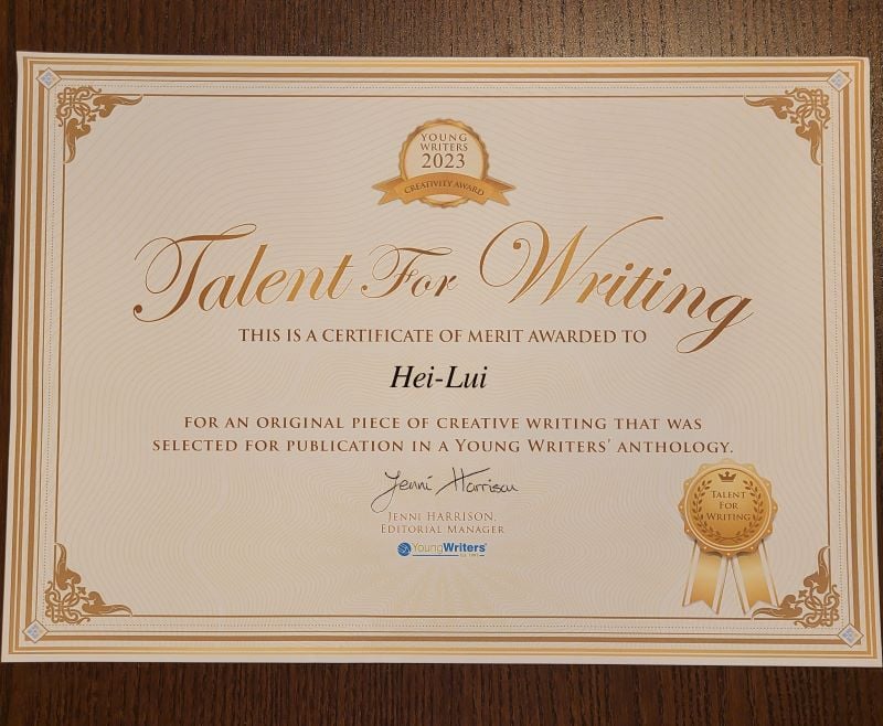 Writing Genie Student Wins Talent in Writing Award and Publishes A ...